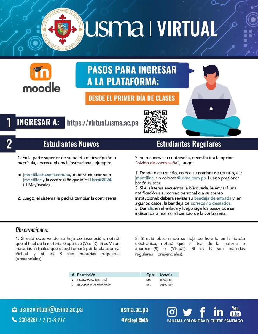 USMA VIRTUAL: Primeros pasos para ingresar a su materia virtual